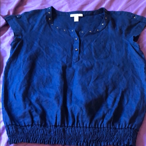 Style & Co. | Tops | Cute Navy Linen Top | Poshmark